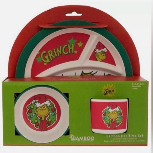 Dr. Seuss | Kitchen | Dr Seuss The Grinch 3 Piece Bamboo Mealtime ...
